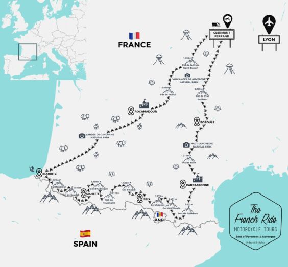 Motorcycle tour in Pyrenees | Guided, self guided & rental